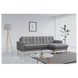 Sit & More Ecksofa SIT & MORE "Lavida L-Form" Sofas Gr. B/H/T: 279cm x 90cm x 167cm, Flachgewebe, Recamiere rechts, mit Kipper-mit Bettkasten-3 Rückenkissen-belastbar bis 495 kg, grau (hellgrau) wahlweise mit Kippfunktion und Bettkasten