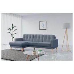 Sit & More Ecksofa SIT&MORE "Lavida L-Form" Sofas Gr. B/H/T: 279 cm x 90 cm x 167 cm, Flachgewebe, Recamiere links, mit Kipper-mit Bettkasten-3 Rückenkissen-belastbar bis 495 kg, blau wahlweise mit Kippfunktion und Bettkasten