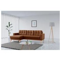 Sit & More Ecksofa SIT&MORE "Lavida L-Form" Sofas Gr. B/H/T: 279 cm x 90 cm x 167 cm, Microfaser, Recamiere links, ohne Kipper-ohne Bettkasten-3 Rückenkissen-belastbar bis 495 kg, braun (cognac) wahlweise mit Kippfunktion und Bettkasten