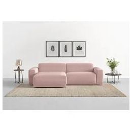 Ecksofa Trendmanufaktur "Braga, mit hochwertigem Kaltschaum, L-Form, in Cord erhältlich" Sofas Gr. B/H/T: 255cm x 72cm x 160cm, Struktur fein JOIZ, Recamiere links, lila (flieder) modernes Sofa, Couch mit hohem Sitzkomfort, 25572160 cm (BHT)