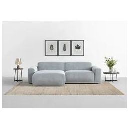 Ecksofa Trendmanufaktur "Braga, mit hochwertigem Kaltschaum, L-Form, in Cord erhältlich" Sofas Gr. B/H/T: 255cm x 72cm x 160cm, Breitcord RIBBON, Recamiere links, grau modernes Sofa, Couch mit hohem Sitzkomfort, 25572160 cm (BHT)