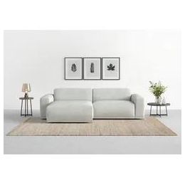 Ecksofa Trendmanufaktur "Braga, mit hochwertigem Kaltschaum, L-Form, in Cord erhältlich" Sofas Gr. B/H/T: 255cm x 72cm x 160cm, Struktur LORD, Recamiere links, weiß (silber) modernes Sofa, Couch mit hohem Sitzkomfort, 25572160 cm (BHT)