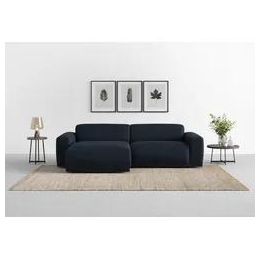 Ecksofa Trendmanufaktur "Braga, mit hochwertigem Kaltschaum, L-Form, in Cord erhältlich" Sofas Gr. B/H/T: 255cm x 72cm x 160cm, Struktur LORD, Recamiere links, blau (nachtblau) modernes Sofa, Couch mit hohem Sitzkomfort, 25572160 cm (BHT)