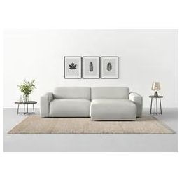 Ecksofa Trendmanufaktur "Braga, mit hochwertigem Kaltschaum, L-Form, in Cord erhältlich" Sofas Gr. B/H/T: 255cm x 72cm x 160cm, Struktur weich LENNON, Recamiere rechts, silberfarben (silver lining) modernes Sofa, Couch mit hohem Sitzkomfort, 25572160 cm (BHT)