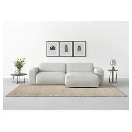 Ecksofa Trendmanufaktur "Braga, mit hochwertigem Kaltschaum, L-Form, in Cord erhältlich" Sofas Gr. B/H/T: 255cm x 72cm x 160cm, Struktur LORD, Recamiere rechts, weiß (silber) modernes Sofa, Couch mit hohem Sitzkomfort, 25572160 cm (BHT)