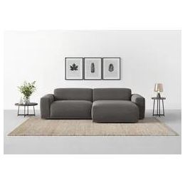 Ecksofa Trendmanufaktur "Braga, mit hochwertigem Kaltschaum, L-Form, in Cord erhältlich" Sofas Gr. B/H/T: 255cm x 72cm x 160cm, Struktur weich LENNON, Recamiere rechts, grau (beluga) modernes Sofa, Couch mit hohem Sitzkomfort, 25572160 cm (BHT)