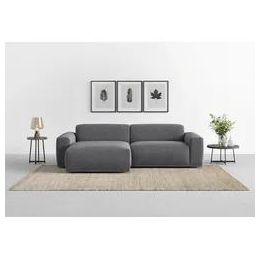 Ecksofa Trendmanufaktur "Braga, mit hochwertigem Kaltschaum, L-Form, in Cord erhältlich" Sofas Gr. B/H/T: 255cm x 72cm x 160cm, Struktur fein JOIZ, Recamiere links, grau (dark grey) modernes Sofa, Couch mit hohem Sitzkomfort, 25572160 cm (BHT)