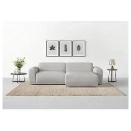 Ecksofa Trendmanufaktur "Braga, mit hochwertigem Kaltschaum, L-Form, in Cord erhältlich" Sofas Gr. B/H/T: 255cm x 72cm x 160cm, Struktur fein JOIZ, Recamiere rechts, weiß (silber) modernes Sofa, Couch mit hohem Sitzkomfort, 25572160 cm (BHT)