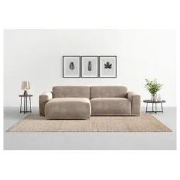 Ecksofa Trendmanufaktur "Braga, mit hochwertigem Kaltschaum, L-Form, in Cord erhältlich" Sofas Gr. B/H/T: 255cm x 72cm x 160cm, Breitcord RIBBON, Recamiere links, beige modernes Sofa, Couch mit hohem Sitzkomfort, 25572160 cm (BHT)