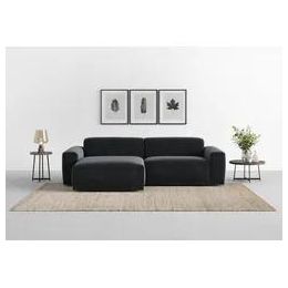 Ecksofa Trendmanufaktur "Braga, mit hochwertigem Kaltschaum, L-Form, in Cord erhältlich" Sofas Gr. B/H/T: 255cm x 72cm x 160cm, Breitcord RIBBON, Recamiere links, grau (anthrazit) modernes Sofa, Couch mit hohem Sitzkomfort, 25572160 cm (BHT)