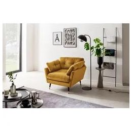 Loungesessel TRENDS BY HG "Amira" Sessel Gr. B/H/T: 95cm x 84cm x 93cm, gelb (mustard) mit Strasssteinen und goldfarben Applikationen