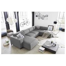 Wohnlandschaft ATLANTIC HOME COLLECTION "Bulky U-Form" Sofas Gr. B/T: 324cm x 195cm, Feinstruktur, langer Schenkel rechts, grau in U-Form und XXL Sitzfläche, modular aufgebaut