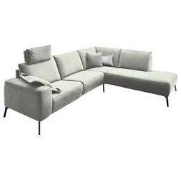 Ecksofa Inosign "Bellini L-Form" Sofas Gr. B/H/T: 263cm x 85cm x 90cm, Easy care, Recamiere rechts, grau (hellgrau) incl. motorischer Relaxfunktio, wahlweise Easy Care-Bezug