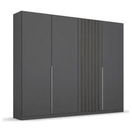 Drehtürenschrank Rauch "Kleiderschrank Schrank Garderobe Garderobenschrank LAMELLA" Schränke Gr. B/H/T: 226,0cm x 210,0cm x 54,0cm, 4 St., grau (graumetallic/black oak) mit eleganter Lamellenabsetzung MADE IN GERMANY