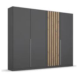 Drehtürenschrank Rauch "Kleiderschrank Schrank Garderobe Garderobenschrank LAMELLA" Schränke Gr. B/H/T: 226,0cm x 210,0cm x 54,0cm, 4 St., grau (graumetallic/eiche artisan) mit eleganter Lamellenabsetzung MADE IN GERMANY