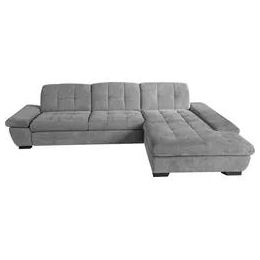 Ecksofa Alina "Salima" Sofas Gr. B/H/T: 297cm x 90cm x 204cm, Chenille GFS, Recamiere rechts, mit Bettfunktion, grau (grau gfs 79) Inklusive Rückenlehnenverstellung