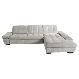 Ecksofa Alina "Salima" Sofas Gr. B/H/T: 271cm x 90cm x 204cm, Chenille GFS, Recamiere rechts, mit Bettfunktion, grau (steingrau gfs 39) Inklusive Rückenlehnenverstellung