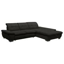 Ecksofa Alina "Salima" Sofas Gr. B/H/T: 297cm x 90cm x 204cm, Chenille TBS, Recamiere rechts, mit Bettfunktion, schwarz (schwarz tbs 10) Inklusive Rückenlehnenverstellung