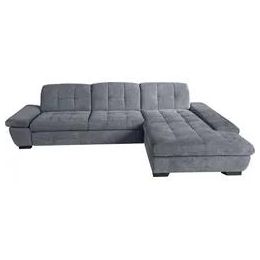 Ecksofa Alina "Salima" Sofas Gr. B/H/T: 271cm x 90cm x 204cm, Chenille GFS, Recamiere rechts, mit Bettfunktion, blau (blaugrau gfs 86) Inklusive Rückenlehnenverstellung