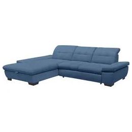 Ecksofa Alina "Salima" Sofas Gr. B/H/T: 271cm x 90cm x 204cm, Chenille TBS, Recamiere links, mit Bettfunktion, blau (brillantblau tbs 6) Inklusive Rückenlehnenverstellung