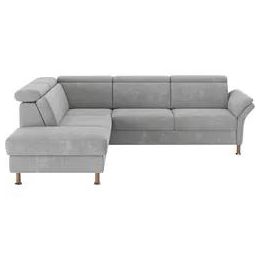 Ecksofa Home Affaire "Calypso L-Form", grau (hellgrau), B:259cm H:85cm T:227cm, 100% Polyester, Sofas, mit Relaxfunktion motorisch im Sofa 2,5- Sitzer