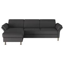 Ecksofa Home Affaire "Calypso L-Form" Sofas Gr. B/H/T: 260cm x 85cm x 172cm, Luxus-Microfaser in Lederoptik, Recamiere links, mit Kopfteilverstellung-mit Armteilfunktion-mit Bettfunktion-mit Bettkasten-ohne Relaxfunktion im Sofa 2,5- Sitzer-ohne Relaxfunktion in der Recamiere, grau (anthrazit) mit motorischen Funktionen im Sofa und Recamiere