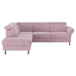 Ecksofa Home Affaire "Calypso L-Form" Sofas Gr. B/H/T: 259cm x 85cm x 227cm, Struktur, Ottomane links, ohne Kopfteilverstellung-ohne Armteilfunktion-ohne Bettfunktion-ohne Stauraum-ohne Relaxfunktion im Sofa 2,5- Sitzer, rosa (altrosa) mit Relaxfunktion motorisch im Sofa 2,5- Sitzer