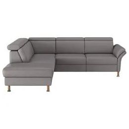 Ecksofa Home Affaire "Calypso L-Form" Sofas Gr. B/H/T: 259cm x 85cm x 227cm, Luxus-Microfaser, Ottomane links, mit Kopfteilverstellung-mit Armteilfunktion-ohne Bettfunktion-ohne Stauraum-mit Relaxfunktion im Sofa 2,5- Sitzer, grau (hellgrau) mit Relaxfunktion motorisch im Sofa 2,5- Sitzer