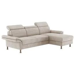 Ecksofa Home Affaire "Calypso L-Form" Sofas Gr. B/H/T: 260cm x 85cm x 172cm, Flachgewebe, Recamiere rechts, mit Kopfteilverstellung-mit Armteilfunktion-mit Bettfunktion-mit Bettkasten-ohne Relaxfunktion im Sofa 2,5- Sitzer-ohne Relaxfunktion in der Recamiere, beige (nature) mit motorischen Funktionen im Sofa und Recamiere