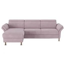 Ecksofa Home Affaire "Calypso L-Form" Sofas Gr. B/H/T: 260cm x 85cm x 172cm, Struktur, Recamiere links, mit Kopfteilverstellung-mit Armteilfunktion-mit Bettfunktion-mit Bettkasten-ohne Relaxfunktion im Sofa 2,5- Sitzer-ohne Relaxfunktion in der Recamiere, rosa (altrosa) mit motorischen Funktionen im Sofa und Recamiere