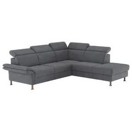 Ecksofa Home Affaire "Calypso L-Form" Sofas Gr. B/H/T: 259cm x 85cm x 227cm, Flachgewebe, Ottomane rechts, mit Kopfteilverstellung-mit Armteilfunktion-ohne Bettfunktion-ohne Stauraum-mit Relaxfunktion im Sofa 2,5- Sitzer, grau (anthrazit) mit Relaxfunktion motorisch im Sofa 2,5- Sitzer