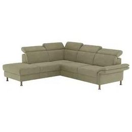 Ecksofa Home Affaire "Calypso L-Form" Sofas Gr. B/H/T: 259cm x 85cm x 227cm, Flachgewebe, Ottomane links, mit Kopfteilverstellung-mit Armteilfunktion-ohne Bettfunktion-ohne Stauraum-mit Relaxfunktion im Sofa 2,5- Sitzer, grün mit Relaxfunktion motorisch im Sofa 2,5- Sitzer