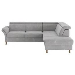 Ecksofa Home Affaire "Calypso L-Form" Sofas Gr. B/H/T: 259cm x 85cm x 227cm, Flachgewebe, Ottomane rechts, mit Kopfteilverstellung-mit Armteilfunktion-ohne Bettfunktion-ohne Stauraum-ohne Relaxfunktion im Sofa 2,5- Sitzer, grau (hellgrau) mit Relaxfunktion motorisch im Sofa 2,5- Sitzer