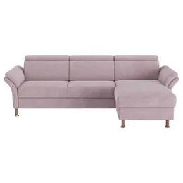 Ecksofa Home Affaire "Calypso L-Form" Sofas Gr. B/H/T: 260cm x 85cm x 172cm, Struktur, Recamiere rechts, mit Kopfteilverstellung-mit Armteilfunktion-mit Bettfunktion-mit Bettkasten-ohne Relaxfunktion im Sofa 2,5- Sitzer-ohne Relaxfunktion in der Recamiere, rosa (altrosa) mit motorischen Funktionen im Sofa und Recamiere