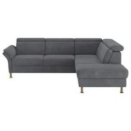 Ecksofa Home Affaire "Calypso L-Form" Sofas Gr. B/H/T: 259cm x 85cm x 227cm, Flachgewebe, Ottomane rechts, mit Kopfteilverstellung-mit Armteilfunktion-ohne Bettfunktion-ohne Stauraum-ohne Relaxfunktion im Sofa 2,5- Sitzer, grau (anthrazit) mit Relaxfunktion motorisch im Sofa 2,5- Sitzer