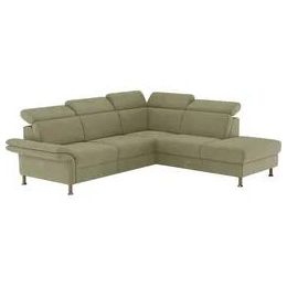 Ecksofa Home Affaire "Calypso L-Form" Sofas Gr. B/H/T: 259cm x 85cm x 227cm, Flachgewebe, Ottomane rechts, mit Kopfteilverstellung-mit Armteilfunktion-ohne Bettfunktion-ohne Stauraum-mit Relaxfunktion im Sofa 2,5- Sitzer, grün mit Relaxfunktion motorisch im Sofa 2,5- Sitzer