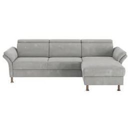 Ecksofa Home Affaire "Calypso L-Form" Sofas Gr. B/H/T: 260cm x 85cm x 172cm, Flachgewebe, Recamiere rechts, mit Kopfteilverstellung-mit Armteilfunktion-ohne Bettfunktion-ohne Bettkasten-ohne Relaxfunktion im Sofa 2,5- Sitzer-ohne Relaxfunktion in der Recamiere, grau (hellgrau) mit motorischen Funktionen im Sofa und Recamiere