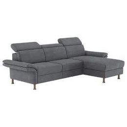 Ecksofa Home Affaire "Calypso L-Form" Sofas Gr. B/H/T: 260cm x 85cm x 172cm, Flachgewebe, Recamiere rechts, mit Kopfteilverstellung-mit Armteilfunktion-ohne Bettfunktion-ohne Bettkasten-mit Relaxfunktion im Sofa 2,5- Sitzer-mit Relaxfunktion in der Recamiere, grau (anthrazit) mit motorischen Funktionen im Sofa und Recamiere