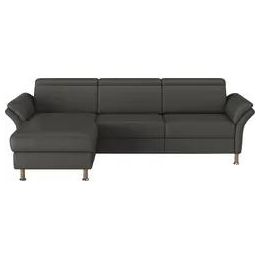 Ecksofa Home Affaire "Calypso L-Form" Sofas Gr. B/H/T: 260cm x 85cm x 172cm, Luxus-Microfaser, Recamiere links, mit Kopfteilverstellung-mit Armteilfunktion-ohne Bettfunktion-ohne Bettkasten-mit Relaxfunktion im Sofa 2,5- Sitzer-mit Relaxfunktion in der Recamiere, grau (anthrazit) mit motorischen Funktionen im Sofa und Recamiere