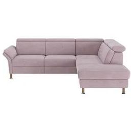 Ecksofa Home Affaire "Calypso L-Form" Sofas Gr. B/H/T: 259cm x 85cm x 227cm, Struktur, Ottomane rechts, mit Kopfteilverstellung-mit Armteilfunktion-ohne Bettfunktion-ohne Stauraum-mit Relaxfunktion im Sofa 2,5- Sitzer, rosa (altrosa) mit Relaxfunktion motorisch im Sofa 2,5- Sitzer