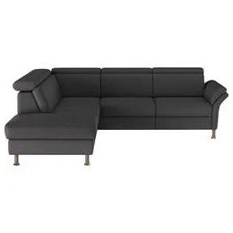 Ecksofa Home Affaire "Calypso L-Form" Sofas Gr. B/H/T: 259cm x 85cm x 227cm, Luxus-Microfaser in Lederoptik, Ottomane links, mit Kopfteilverstellung-mit Armteilfunktion-ohne Bettfunktion-ohne Stauraum-mit Relaxfunktion im Sofa 2,5- Sitzer, grau (anthrazit) mit Relaxfunktion motorisch im Sofa 2,5- Sitzer