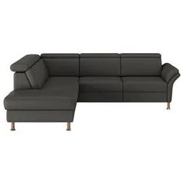 Ecksofa Home Affaire "Calypso L-Form" Sofas Gr. B/H/T: 259cm x 85cm x 227cm, Luxus-Microfaser, Ottomane links, mit Kopfteilverstellung-mit Armteilfunktion-ohne Bettfunktion-ohne Stauraum-mit Relaxfunktion im Sofa 2,5- Sitzer, grau (anthrazit) mit Relaxfunktion motorisch im Sofa 2,5- Sitzer