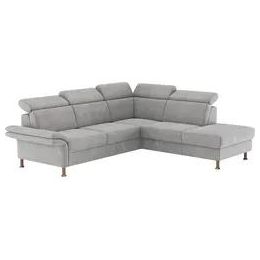 Ecksofa Home Affaire "Calypso L-Form" Sofas Gr. B/H/T: 259cm x 85cm x 227cm, Flachgewebe, Ottomane rechts, mit Kopfteilverstellung-mit Armteilfunktion-mit Bettfunktion-mit Stauraum-ohne Relaxfunktion im Sofa 2,5- Sitzer, grau (hellgrau) mit Relaxfunktion motorisch im Sofa 2,5- Sitzer