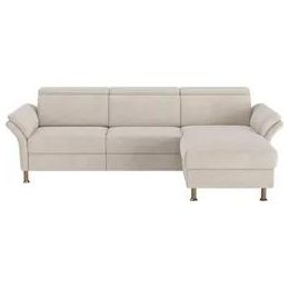 Ecksofa Home Affaire "Calypso L-Form" Sofas Gr. B/H/T: 260cm x 85cm x 172cm, Struktur, Recamiere rechts, mit Kopfteilverstellung-mit Armteilfunktion-ohne Bettfunktion-ohne Bettkasten-mit Relaxfunktion im Sofa 2,5- Sitzer-mit Relaxfunktion in der Recamiere, beige (linen) mit motorischen Funktionen im Sofa und Recamiere