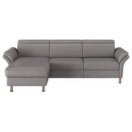 Ecksofa Home Affaire "Calypso L-Form", grau (hellgrau), B:260cm H:85cm T:172cm, 100% Polyester, Sofas, mit motorischen Funktionen im Sofa und Recamiere