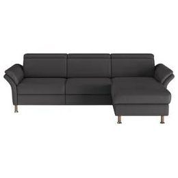 Ecksofa Home Affaire "Calypso L-Form" Sofas Gr. B/H/T: 260cm x 85cm x 172cm, Luxus-Microfaser in Lederoptik, Recamiere rechts, mit Kopfteilverstellung-mit Armteilfunktion-ohne Bettfunktion-ohne Bettkasten-mit Relaxfunktion im Sofa 2,5- Sitzer-mit Relaxfunktion in der Recamiere, grau (anthrazit) mit motorischen Funktionen im Sofa und Recamiere