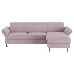 Ecksofa Home Affaire "Calypso L-Form" Sofas Gr. B/H/T: 260cm x 85cm x 172cm, Struktur, Recamiere rechts, mit Kopfteilverstellung-mit Armteilfunktion-ohne Bettfunktion-ohne Bettkasten-mit Relaxfunktion im Sofa 2,5- Sitzer-mit Relaxfunktion in der Recamiere, rosa (altrosa) mit motorischen Funktionen im Sofa und Recamiere