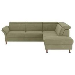 Ecksofa Home Affaire "Calypso L-Form" Sofas Gr. B/H/T: 259cm x 85cm x 227cm, Flachgewebe, Ottomane rechts, ohne Kopfteilverstellung-ohne Armteilfunktion-ohne Bettfunktion-ohne Stauraum-ohne Relaxfunktion im Sofa 2,5- Sitzer, grün mit Relaxfunktion motorisch im Sofa 2,5- Sitzer