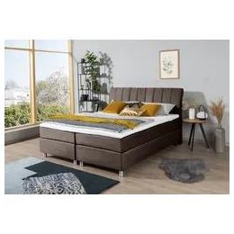 Boxspringbett Alina "Elsa fix" Komplettbetten Gr. Struktur GBA, Liegefläche B/L: 200cm x 200cm, Gewicht bis: 100 kg + 100 kg H3 + H3, 5-Zonen-Tonnentaschen-Federkernmatratze, braun (dunkelbraun gba 24) Boxspringbett inklusive Matratze und Topper, in verschiedenen Größen Härtegraden