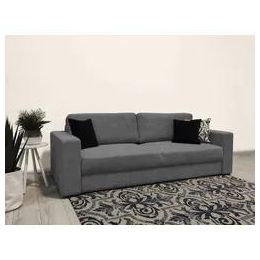 Schlafsofa Home Affaire "Calrence" Sofas Gr. B/H/T: 238 cm x 86 cm x 103 cm, Chenille, breite Armlehnen, grau (dark grey) mit aufklappbarer Bettfunktion, zwei Armlehnevarianten in der Serie